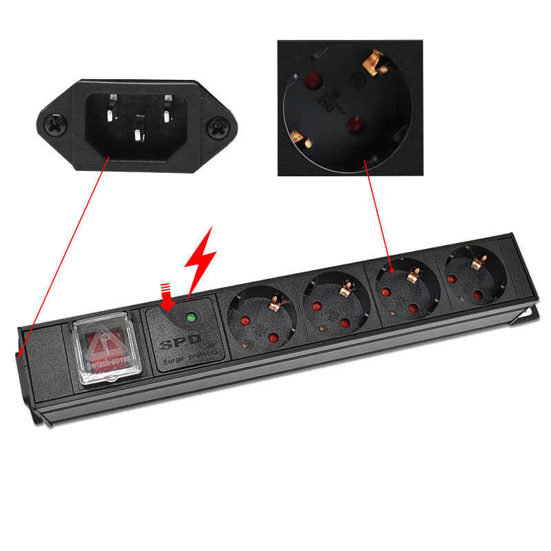 Strip PDU Power Distribution Unit Cabinet 4 Way AC German Socket Break ...