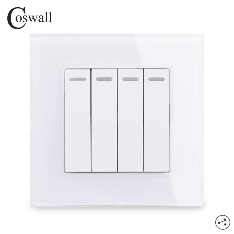 Gang COSWALL 4 2 Way - Crystal Glass Panel Light On / Off Pass Through ...