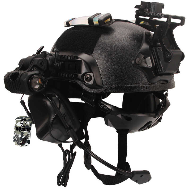 Helmet Set, Wiht Headset & Goggles At NVG Mount Gear Combination, Para ...