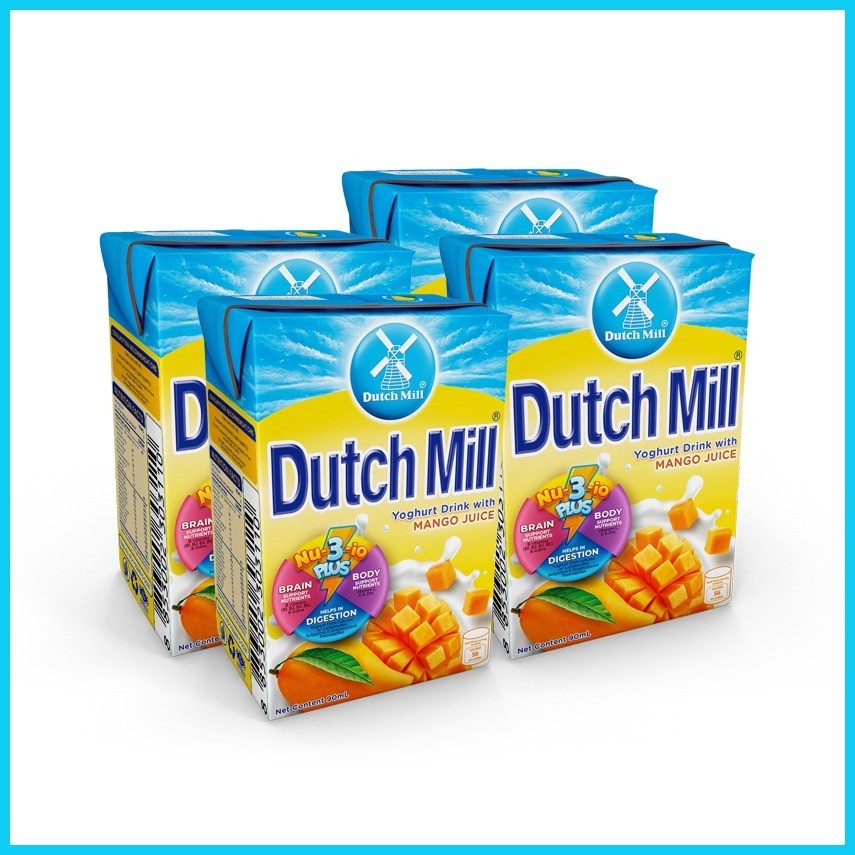∇ ﹊ Dutch Mill Yoghurt Drink Mango Fruits Juice 90ml x 4 | Shopee ...