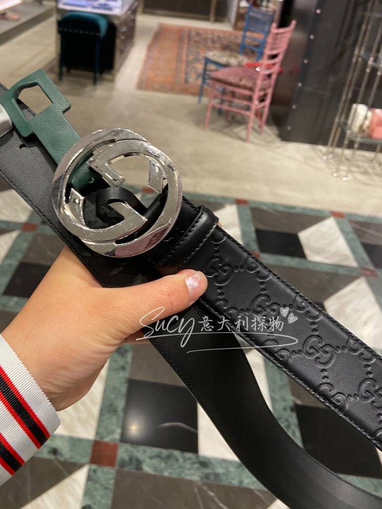 Purchasing Gucci/Gucci Belt Men's Classic Double G Black Embossed ...