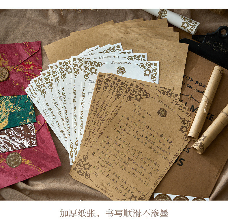 Stationery Paper Set (10 Stationery Writing Papers 3 Envelopes) 3 Round ...