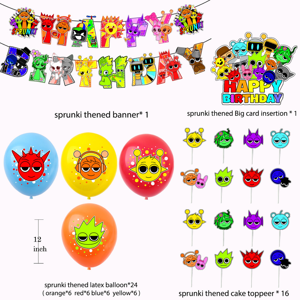 Sprunki Incredibox Sprunki Theme Birthday Party Supplies Sprunki Flag ...