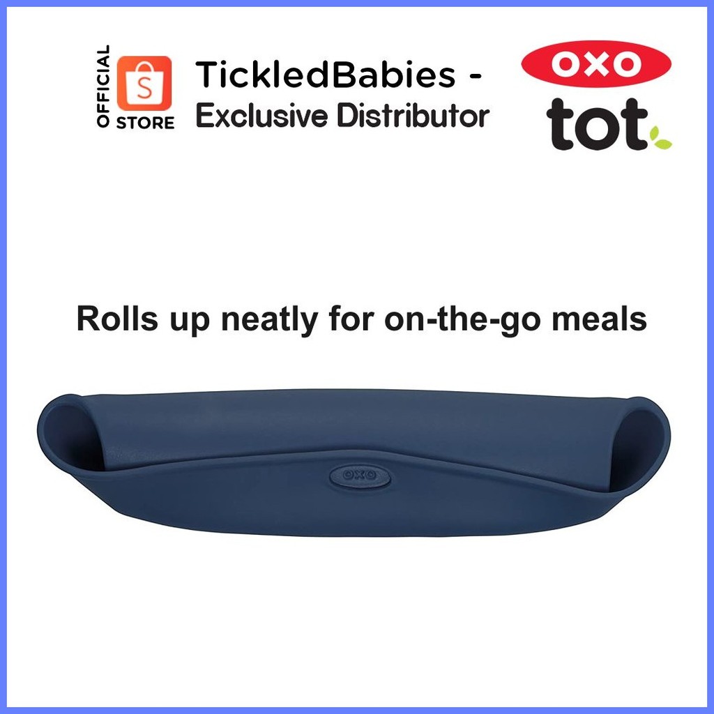 ⭐️ OXO Tot Waterproof Silicone Roll Up Foldable Bib with Pocket Case ...