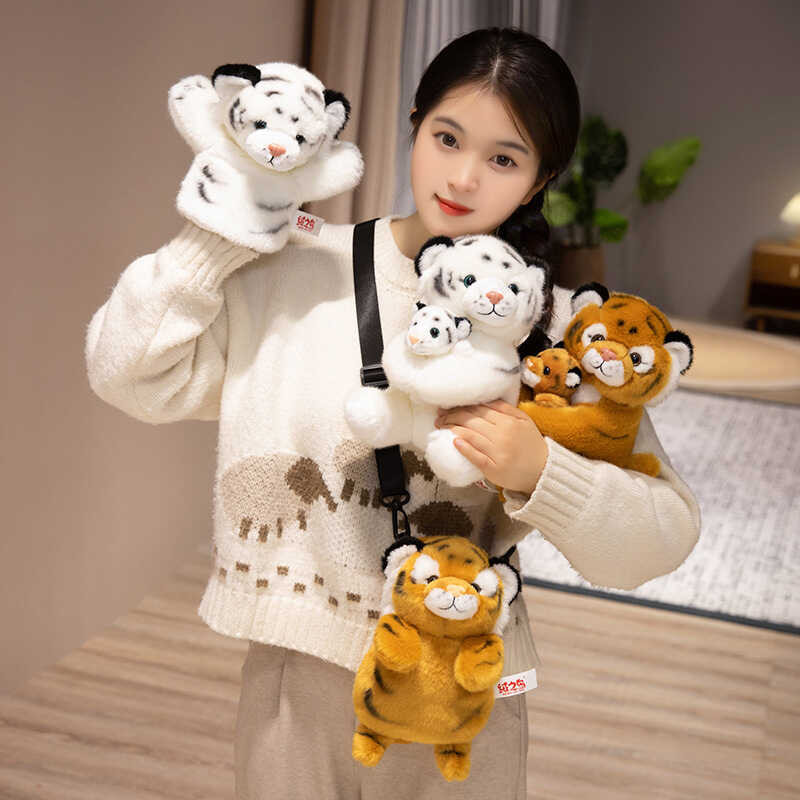 9 Simulated Little Tiger Doll Plush Toy Cute White Tiger Handpuppet ...