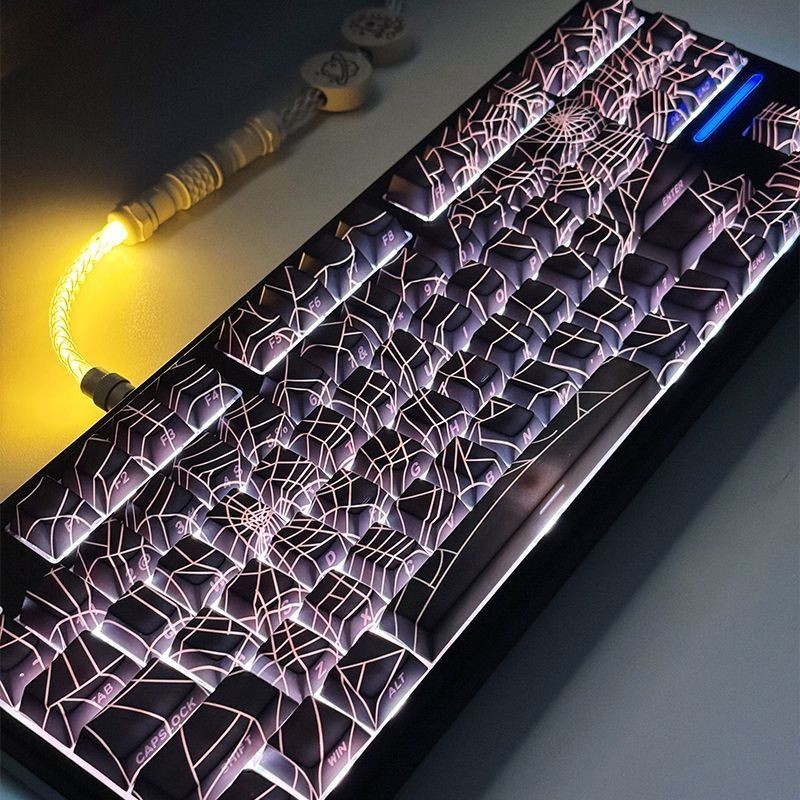 Spider Web Keycap Side Print Shine Through Cherry Profile PBT Material ...