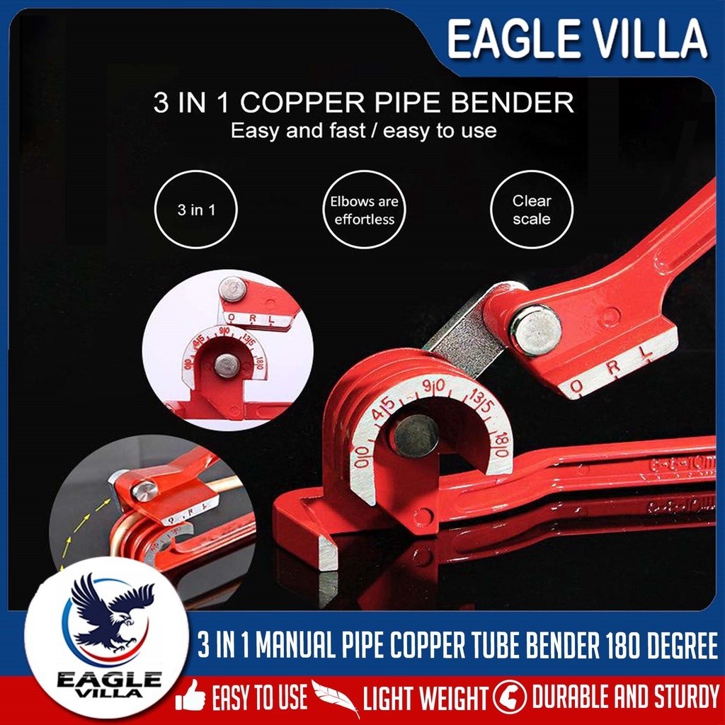 ♠ 3 in 1 Copper Tube Bender For 1/4, 5/16, 3/8, Manual Tubing Bending Machine ( 0-180 Degrees ...