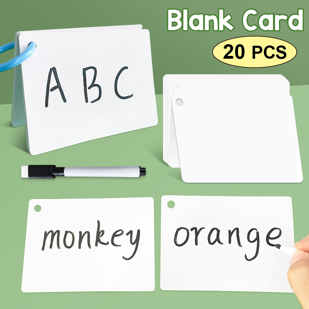 20 pcs Reusable Dry Erase Blank Cards Portable Double-Sided Erasable ...