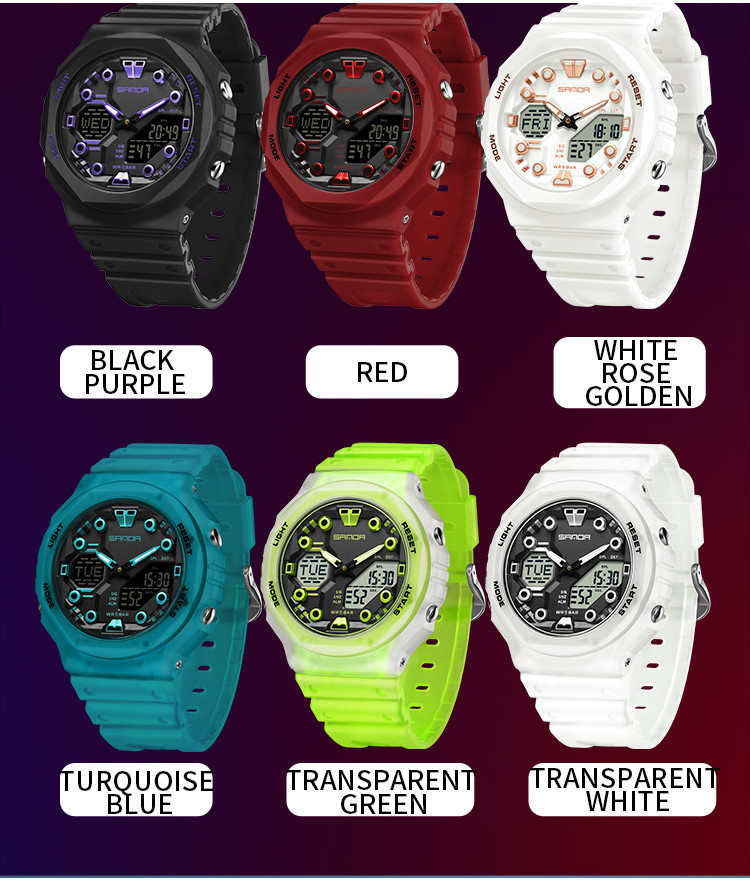 Sanda Large Dial Multifunctional Trendy Urban Outdoor Waterproof Sports ...