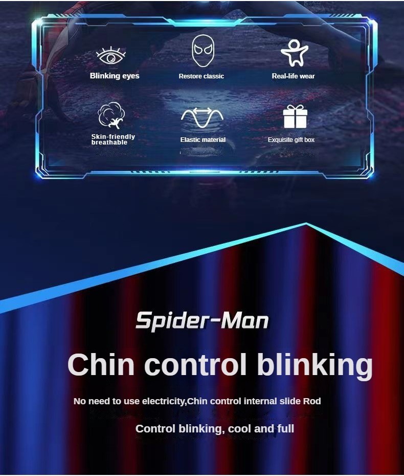 Spider-Man Headgear Chin control blinkable Touch eye light up mask ...
