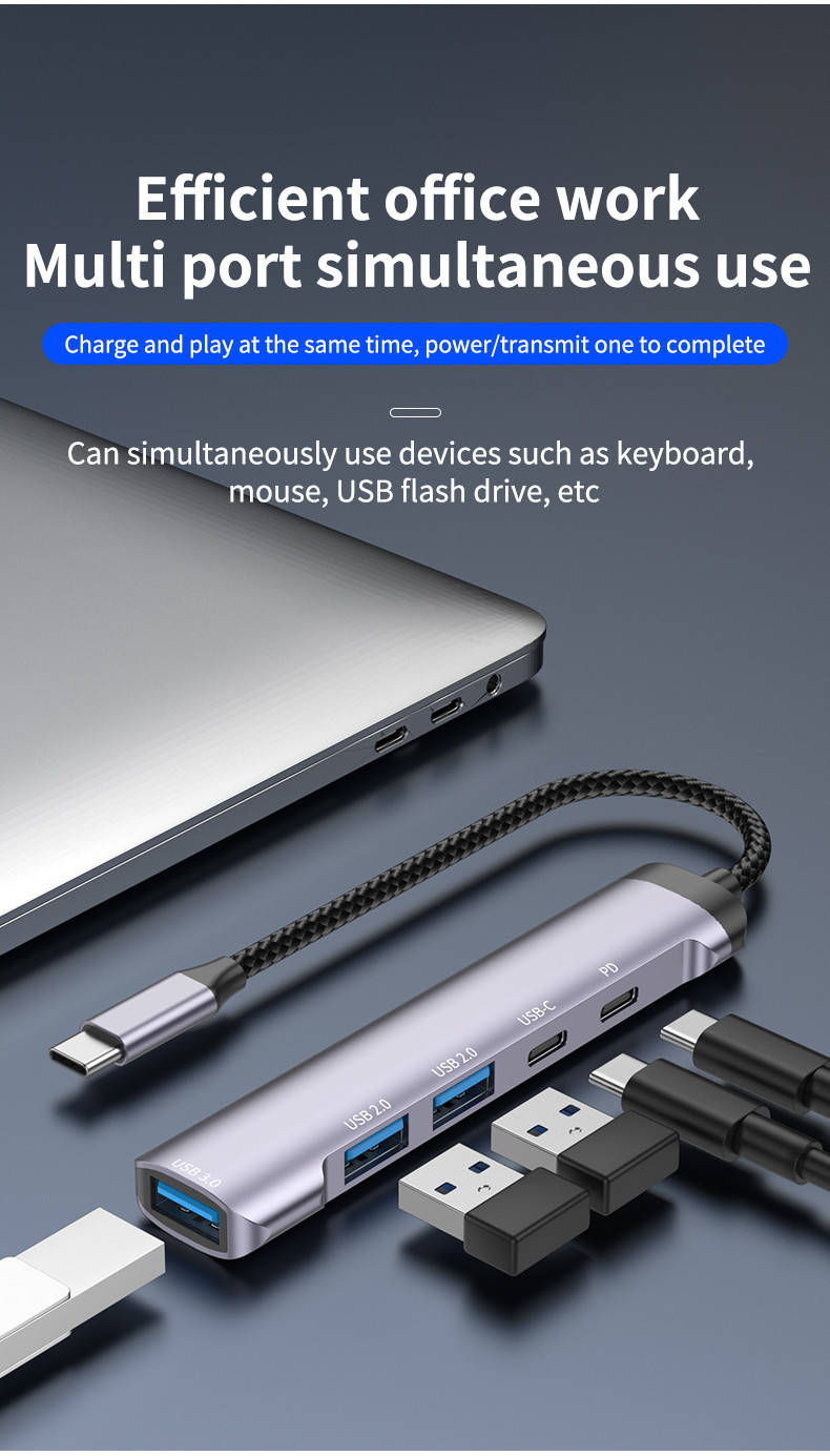 Universal Multi-port Connector Type C HUB 5-In-1 High-speed USB 3.1 ...
