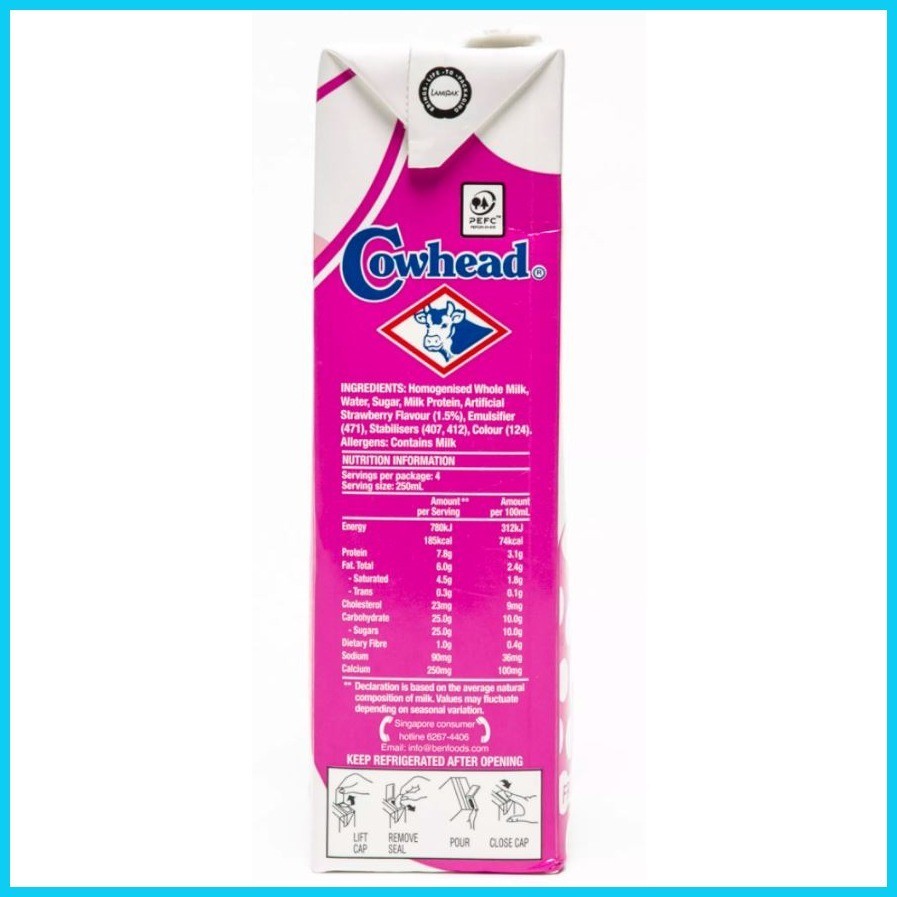 Cowhead Premium Strawberry Flavored Milk 1L | Fresh Milk | Natural Milk ...
