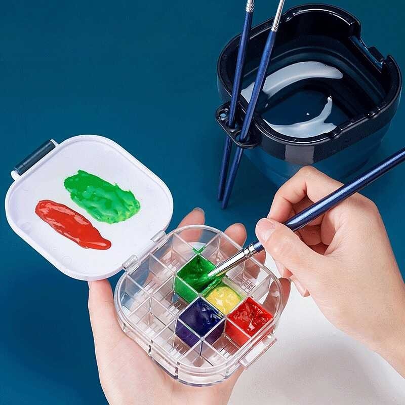 Silicone Folding Bucket Box Set Art Students Outdoor Sketch Watercolor ...