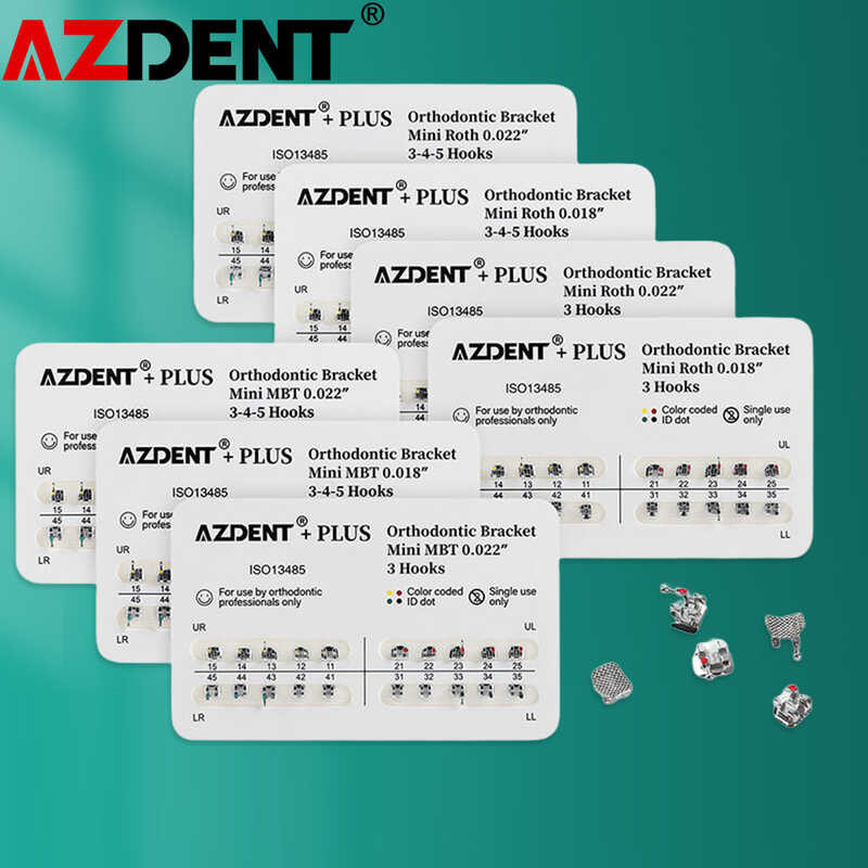 20 Packs Azdent PLUS Dental Orthodontics Metal Brackets Standard Mini ...