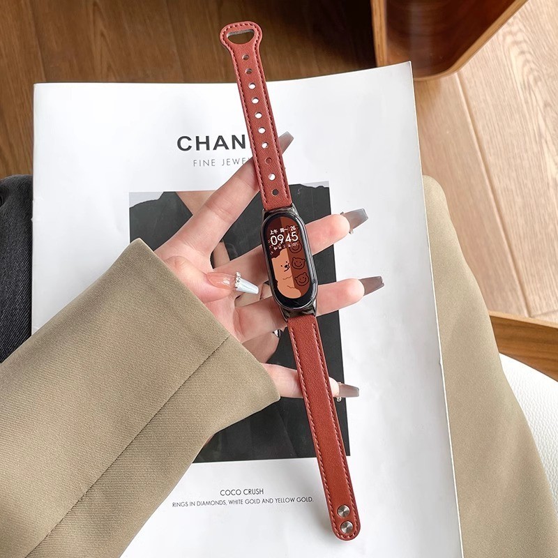 Elegant Leather Strap for Xiaomi Mi Band 9 8 7 NFC Watch Band for ...