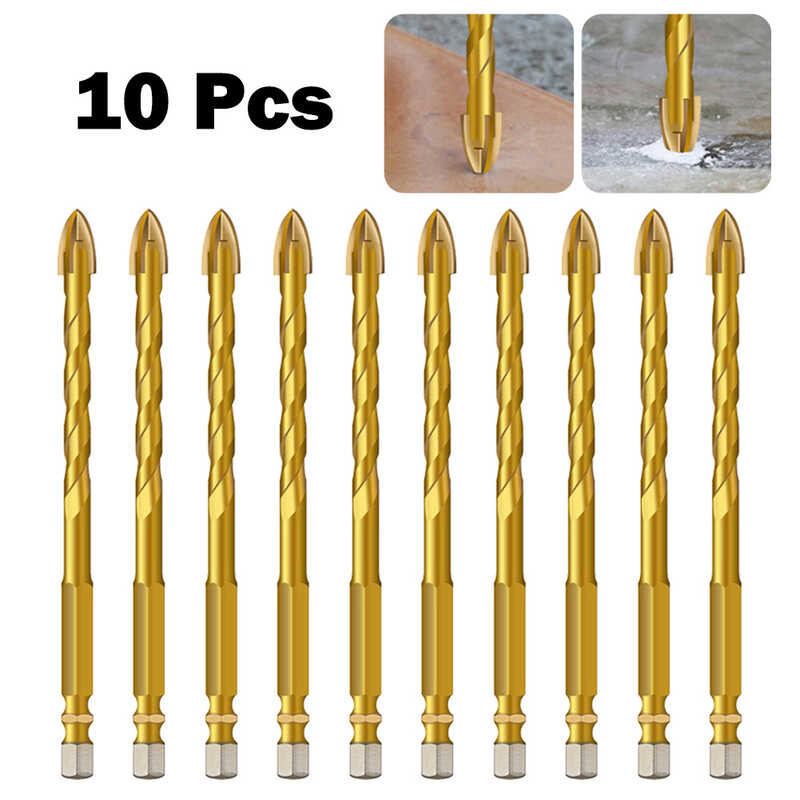 10PCS 6/8mm Cross Hex Tile Drill Bits Set Para sa Glass Ceramic ...