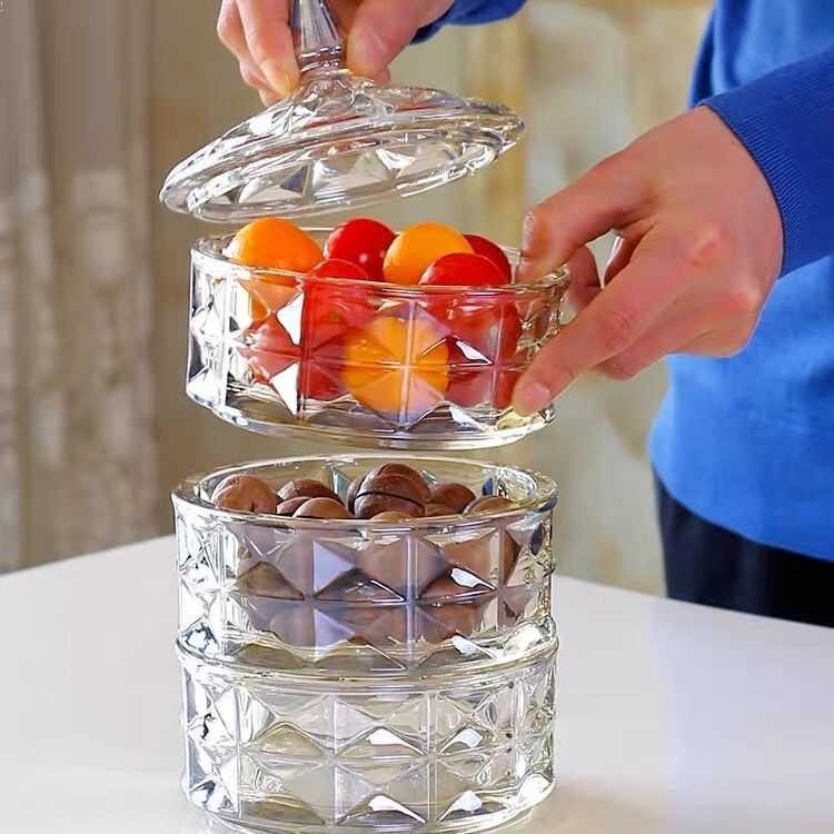Candy Box Sa Lid Storage Crystal Tatlong Layer Dried Fruit Snack Nuts ...