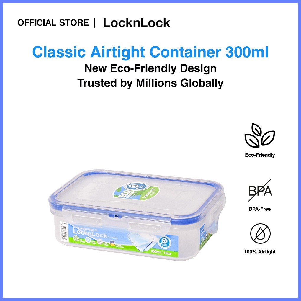 ∇ LocknLock Eco-Friendly Classic Airtight Rectangular Food Container 360ML HPL810 | Shopee ...