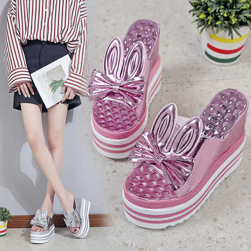e Wedge Heels, Rabbit Head Slippers, Summer High Rise Thick Soled Cool ...