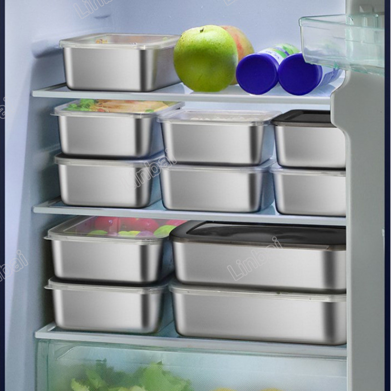 Large Capacity Stainless Steel Food Trays with Lid Fresh-keeping Box ...