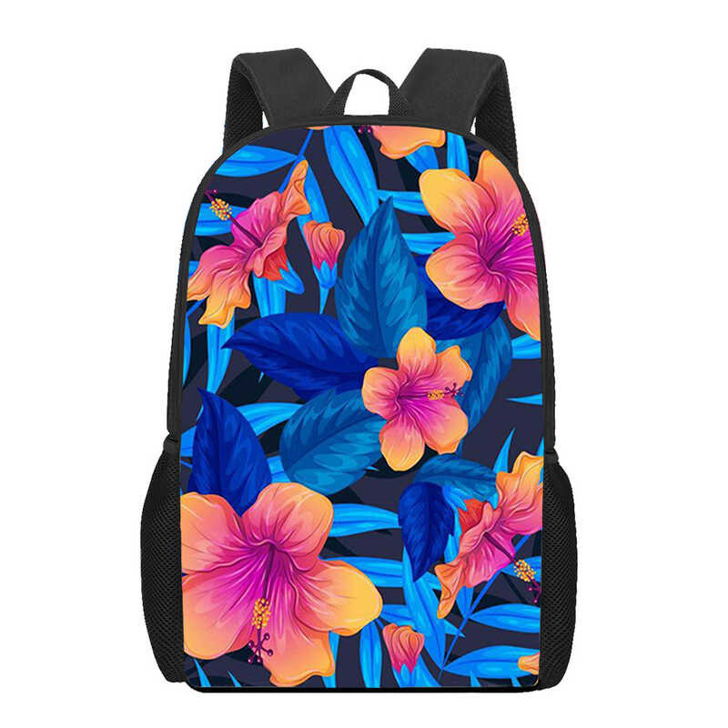 Flowers Backpack Botanical Plant Peony 3D Print Floral School Book Bag ...