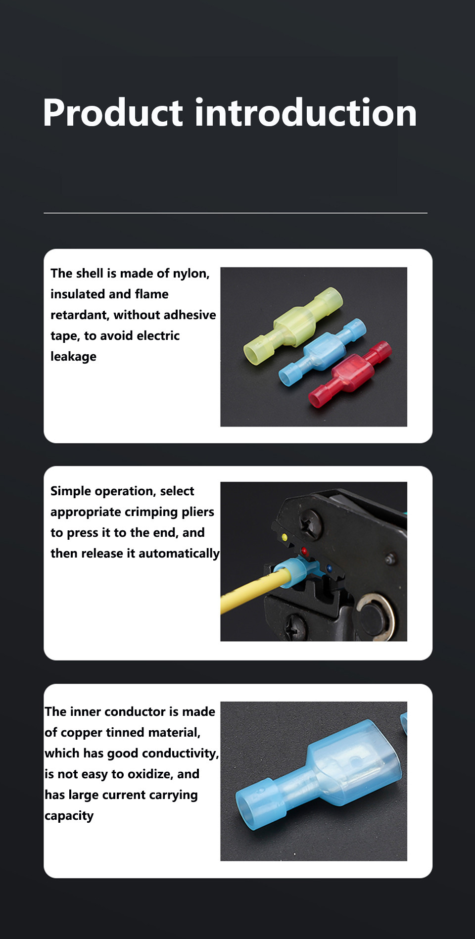 MDFN/FDFN NYLON Male Female Fully Insulated Crimp Terminal Spade joint ...