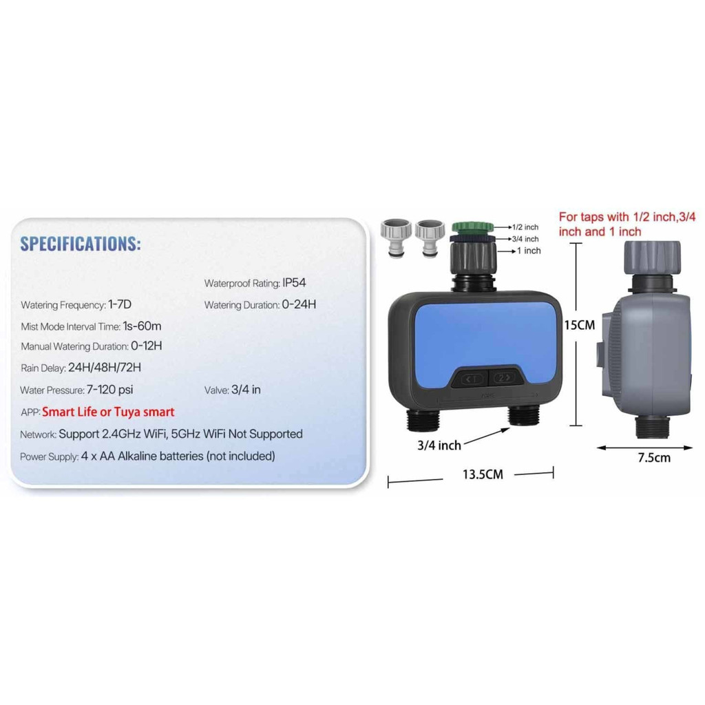 Tuya Smart Garden Watering Timers 2 Outlet Sprinkler Drip Irrigation ...