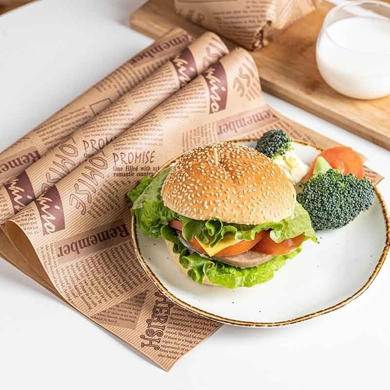 (50/100pcs) Burger Wrapper Wax Paper Burger Sandwich Cake Roll Wrapping ...