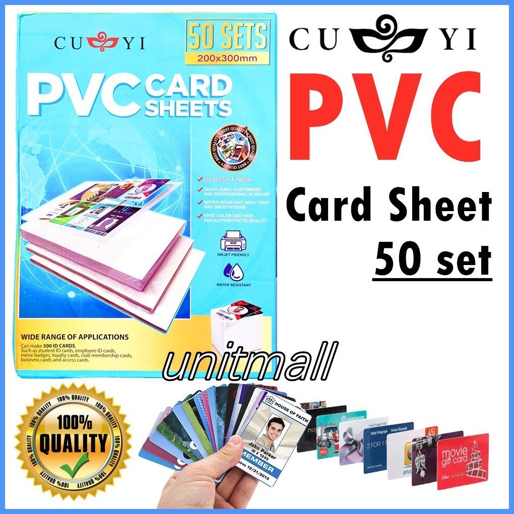 CUYI PVC SHEETS WHITE A4 SIZE ( 50 SETS ) Inkjet Printable ID Card ...