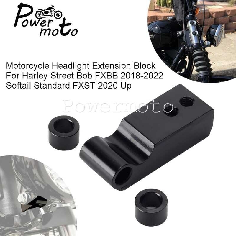 Black Motorcycle Relocation Bracket Headlights Extension Mounting Block ...