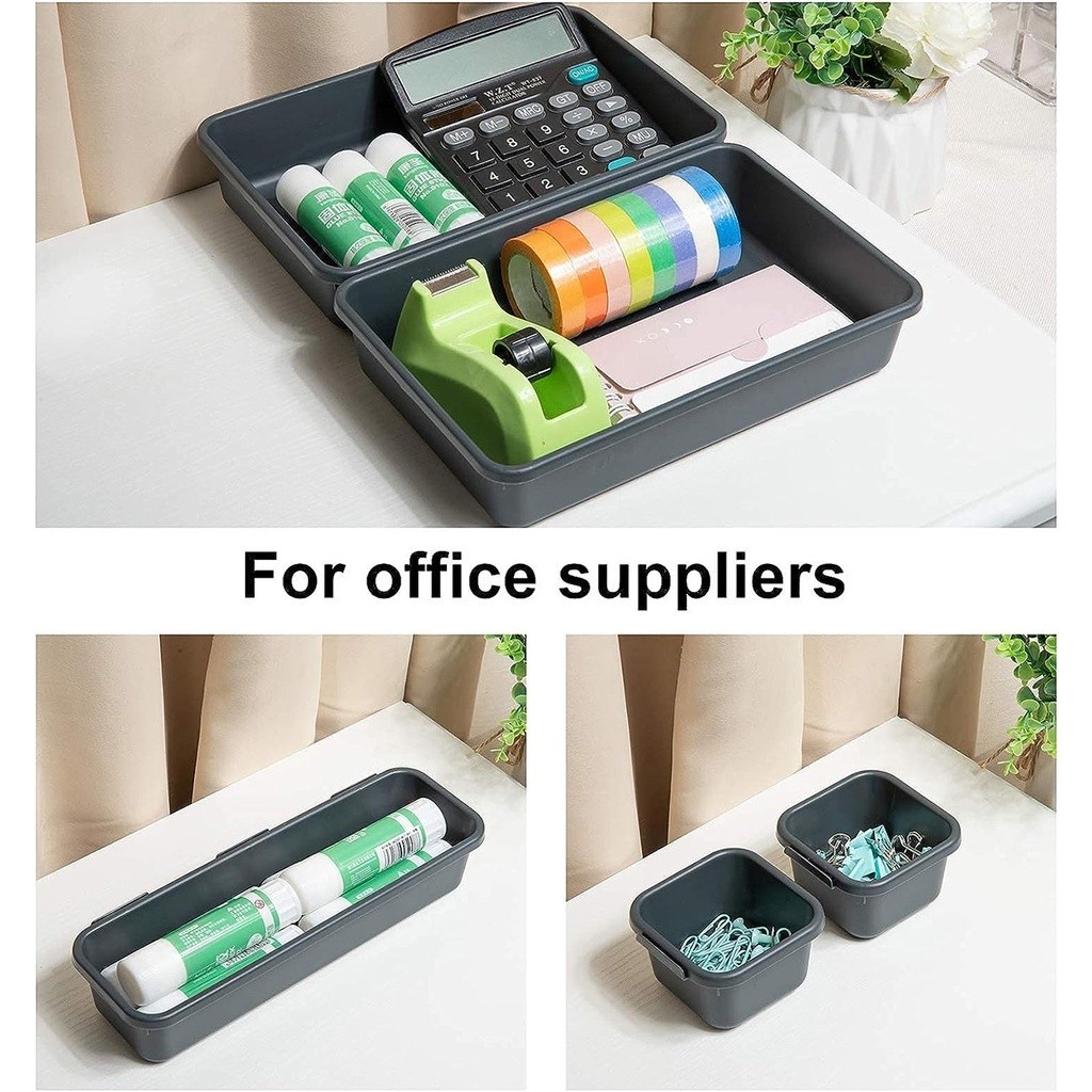 Desk Drawer Organizer Office Table Storage Tray Stackable Kitchen Room ...