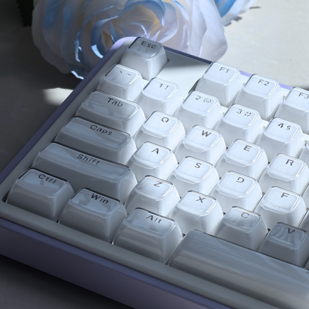 White Jelly Crystal Keycaps Translucent PC Double Shot Similar OEM ...