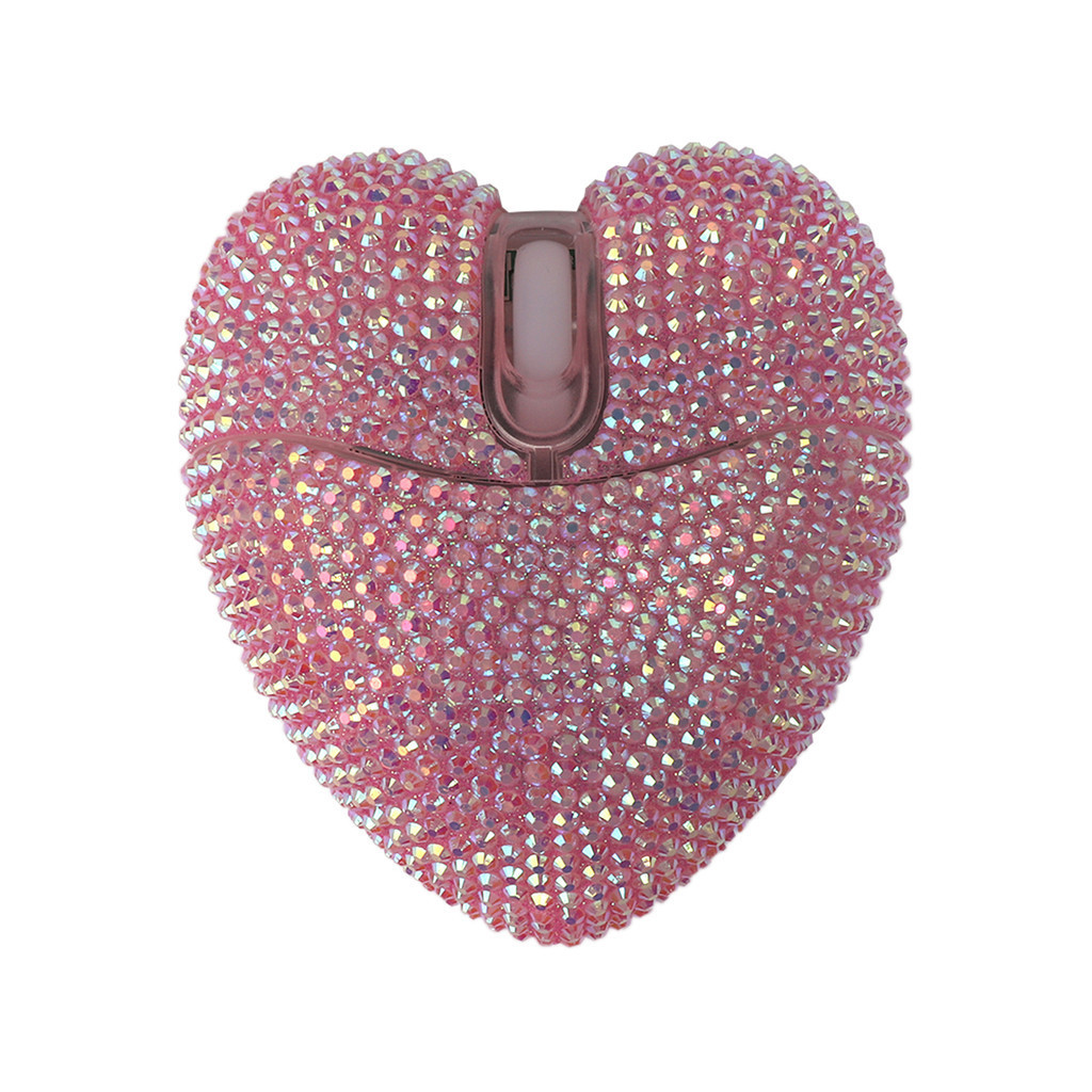 Cute Pink Heart Diamond Design Mouse 2.4GHz + Bluetooth Dual Mode Type ...