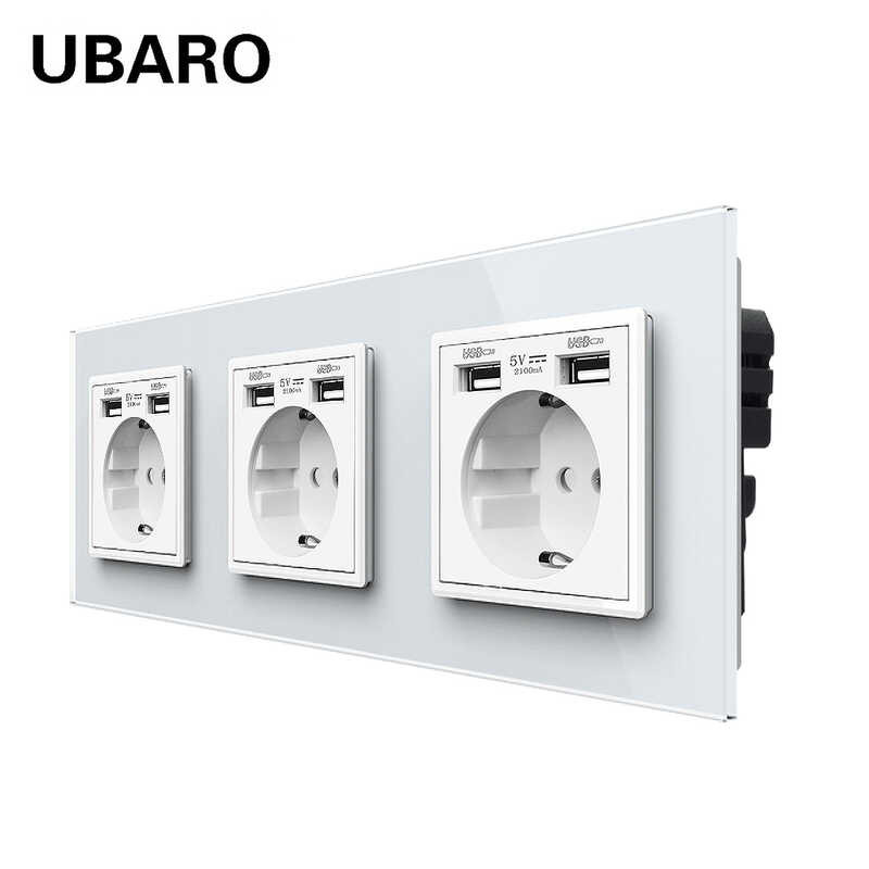 Standard UBARO EU Triple Wall Socket Sa USB Electrical Outlet Power ...