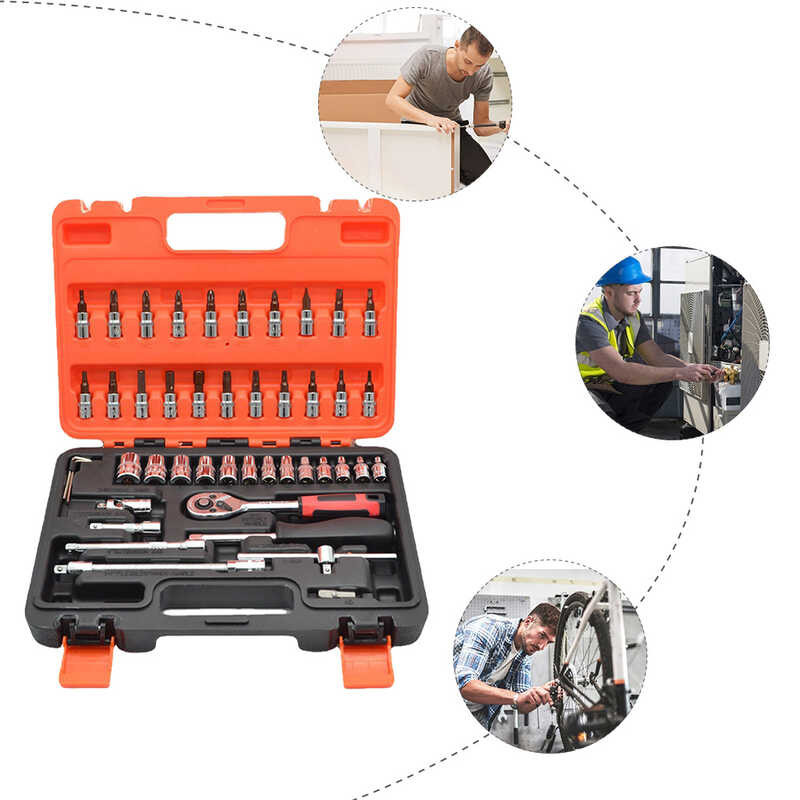 Drive 46 Pcs Car Repair Pawl Spanner Screwdriver Tool Kit Torque Socket ...