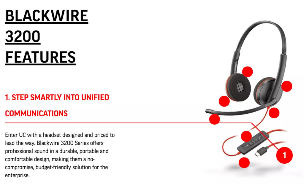 Original Plantronics Blackwire 3225 Wired Headphone with Boom Mic, USB ...