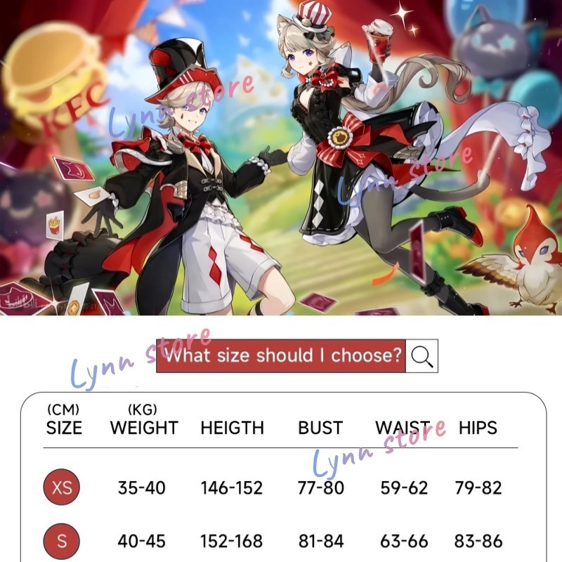 KFC X GENSHIN IMPACT Cosplay Costume&Wig Fontaine Twins LYNEY LYNETTE ...
