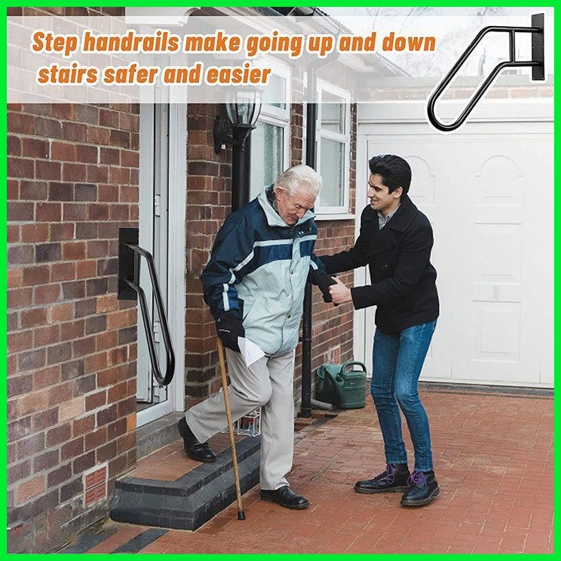 Wall Mount Handrail Outdoor Steps Metal Stair Railing Bent Grab Hand ...
