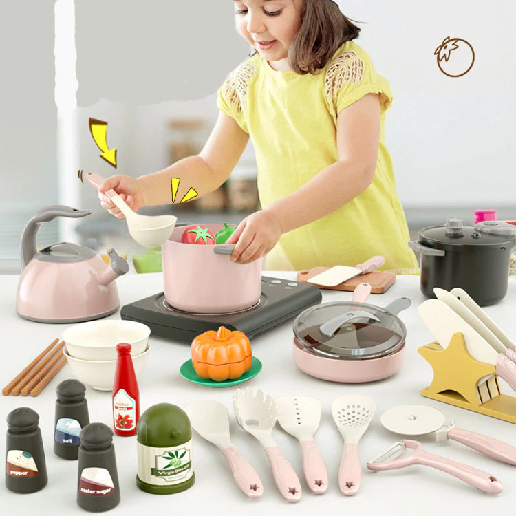 61Pcs Cooking Cutter Simulation Toy Set Play House Kitchen Toy Girl ...