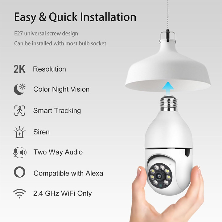 CCTV Bulb CCTV Camera V380 Pro B1T1 - 1080P Outdoor Waterproof Night ...