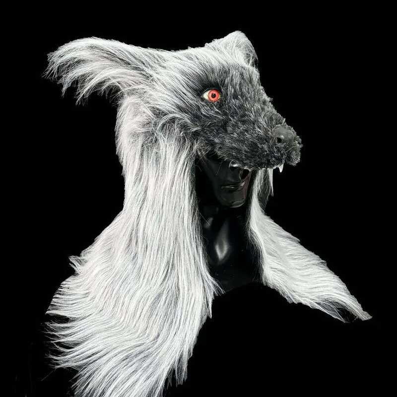Red Eyes Werewolf Latex Mas Terror Animal Fancy Headdress Prank Costume ...