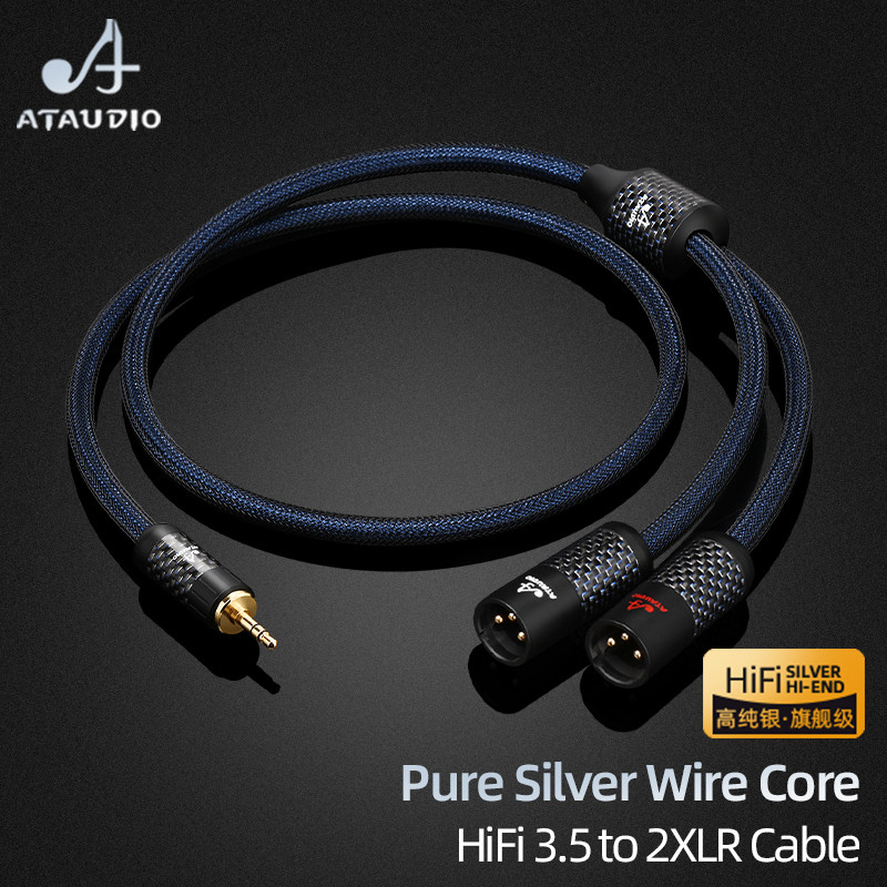HiFi 3.5mm to 2XLR Audio Cable for Phone Mixer Hi-end Pure Silver Core ...