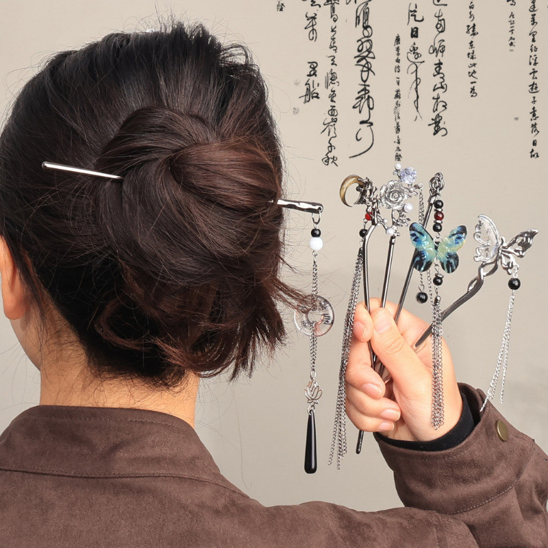 Chinese Style Retro Tassel Pendant Hair Stick - Women Girls Bun ...
