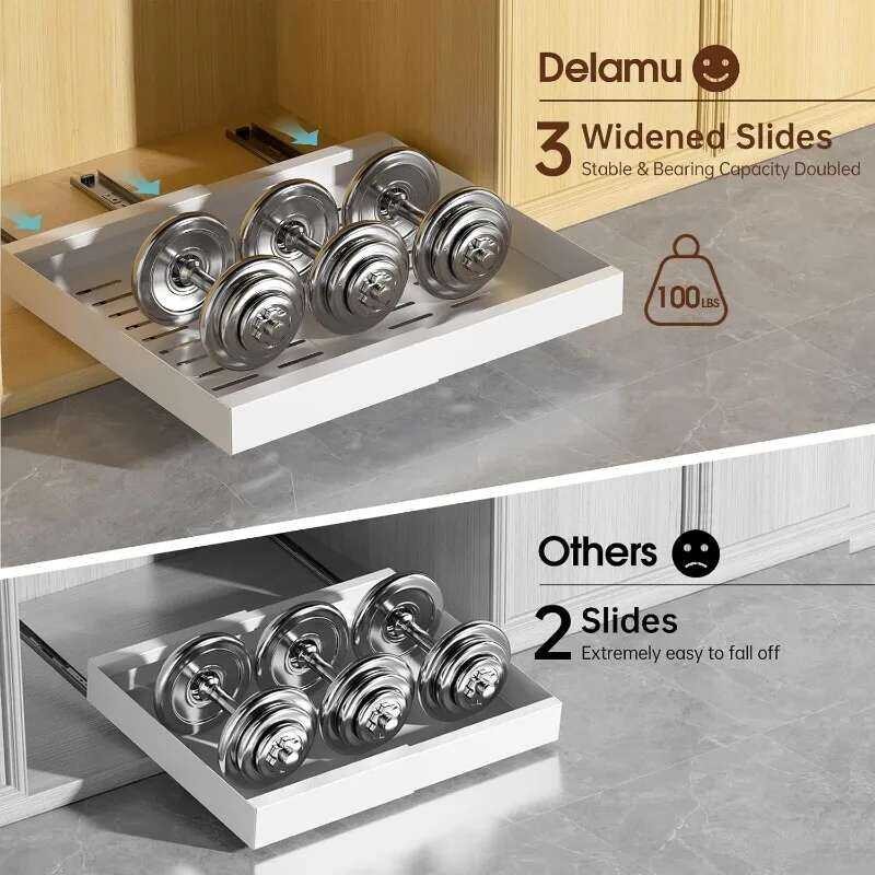 Pack 2 Pull Out Cabinet Organizer, 21" Deep Pull Out Drawers for ...