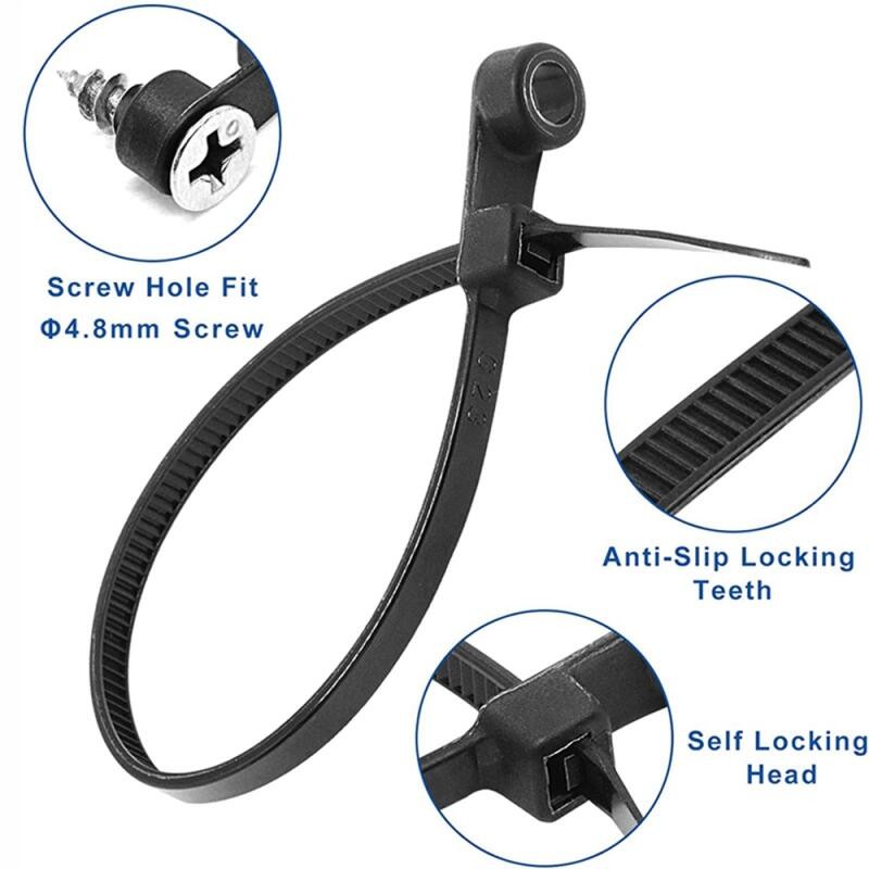 100pcs Nylon Cable Ties with Screw Holes, Self-locking for Bundling and ...