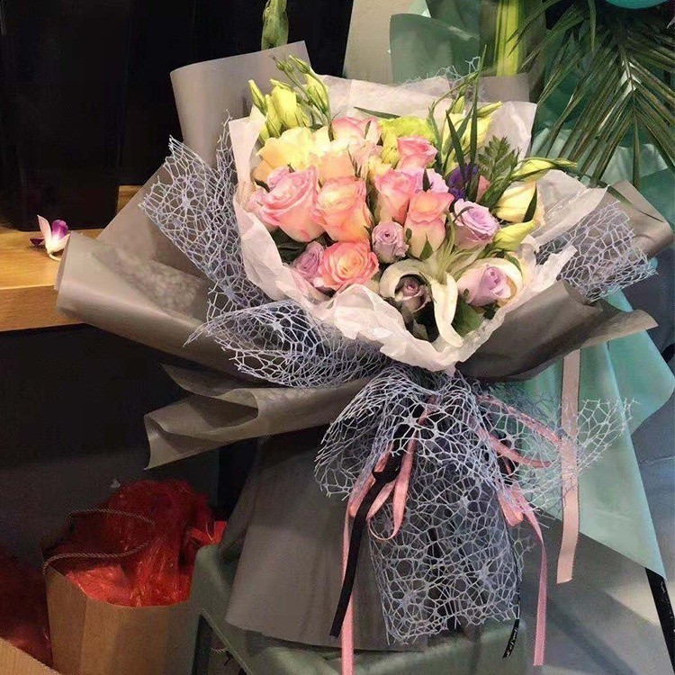 450M Mother's Day Flower Wrapping Gauze Jacquard Net Gauze Bouquet ...