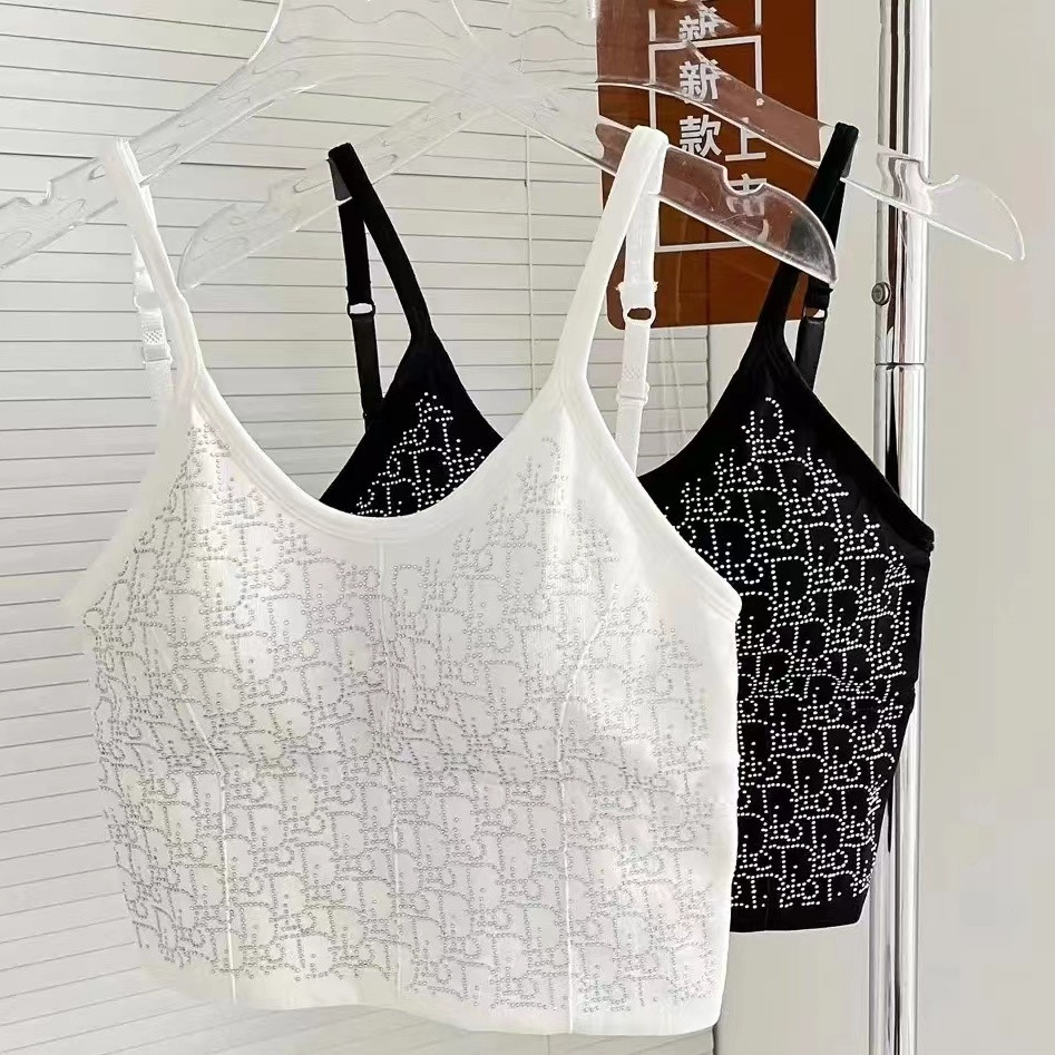 Dior 2024 New Sweet And Spicy Sexy Camisole Heavy Industry Hot Diamond ...