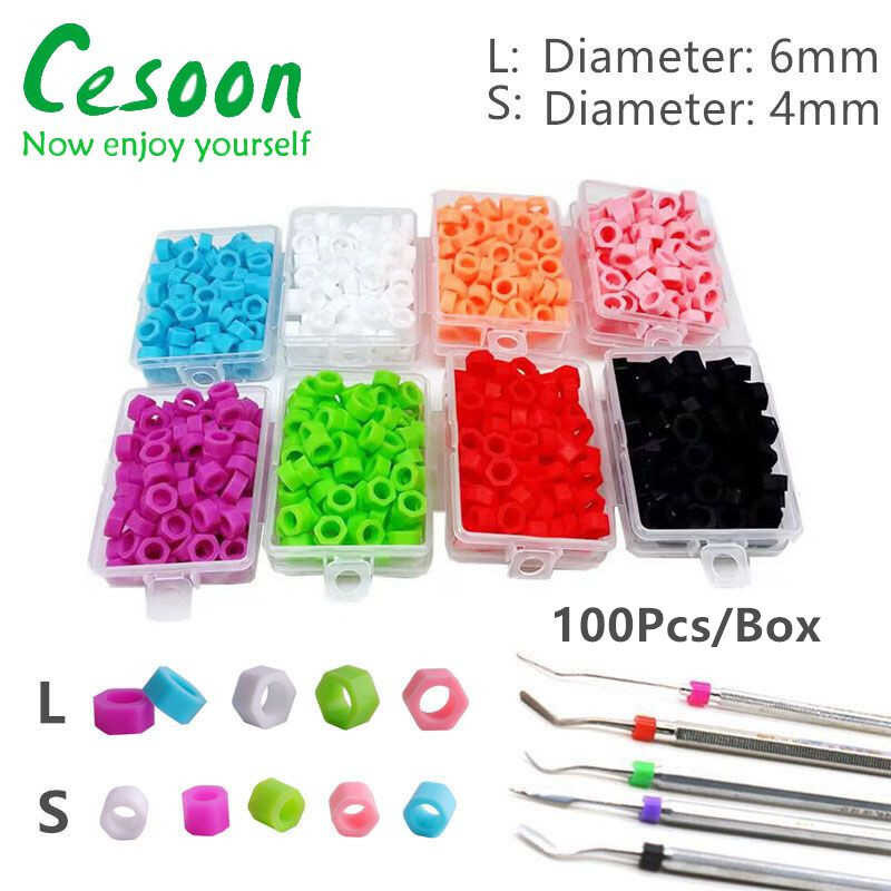 100Pcs Silicone Dental Identification Circle Dentistry Instrument Color ...