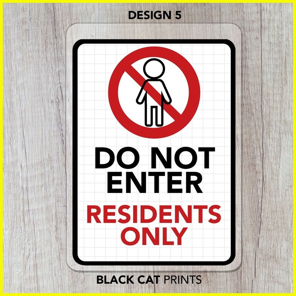 ۞ Do Not Enter Residents Only Sign | Laminated Signage | Sign Board ...