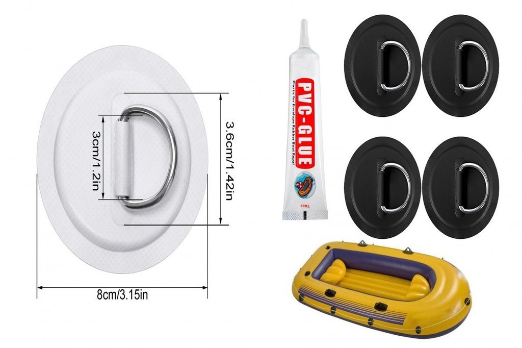 OMG Boat D-ring Patch Strong Adhesive D-ring Buckle 4pcs Stainless ...